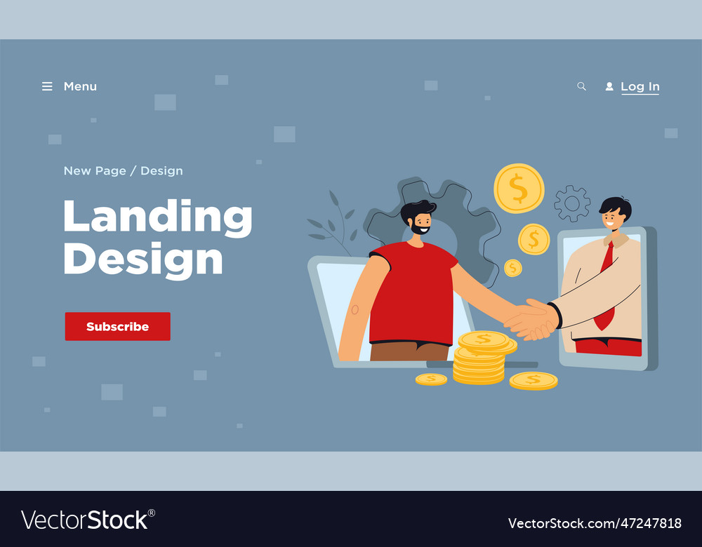 Business people using computers for closing deal Vector Image