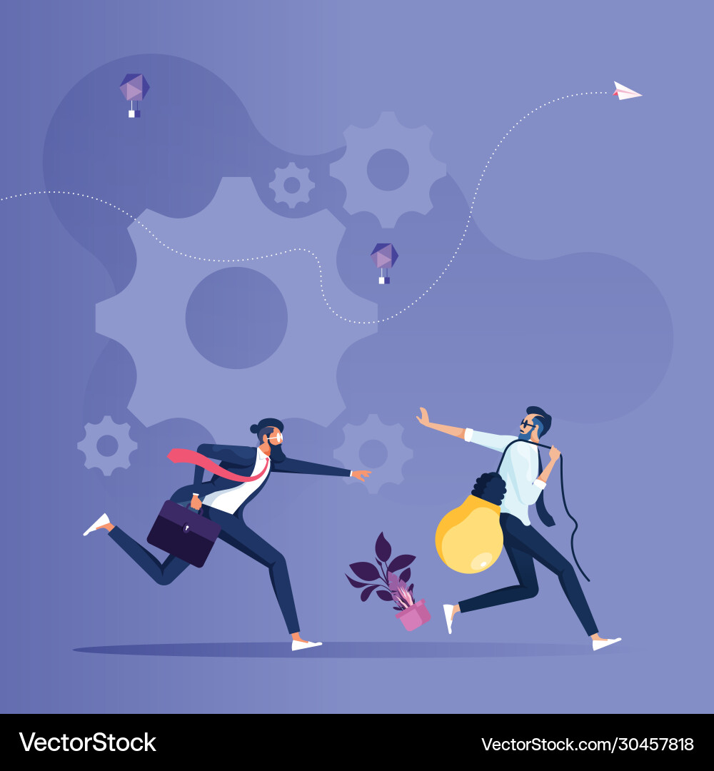 Businessman stealing business idea Royalty Free Vector Image