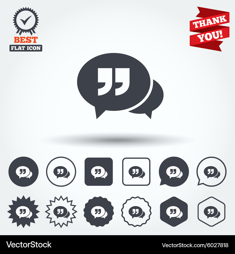 Chat quote sign icon quotation mark symbol Vector Image