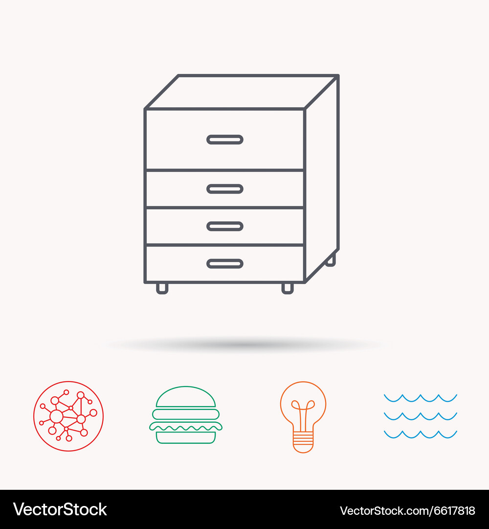 Chest of drawers icon interior commode sign Vector Image