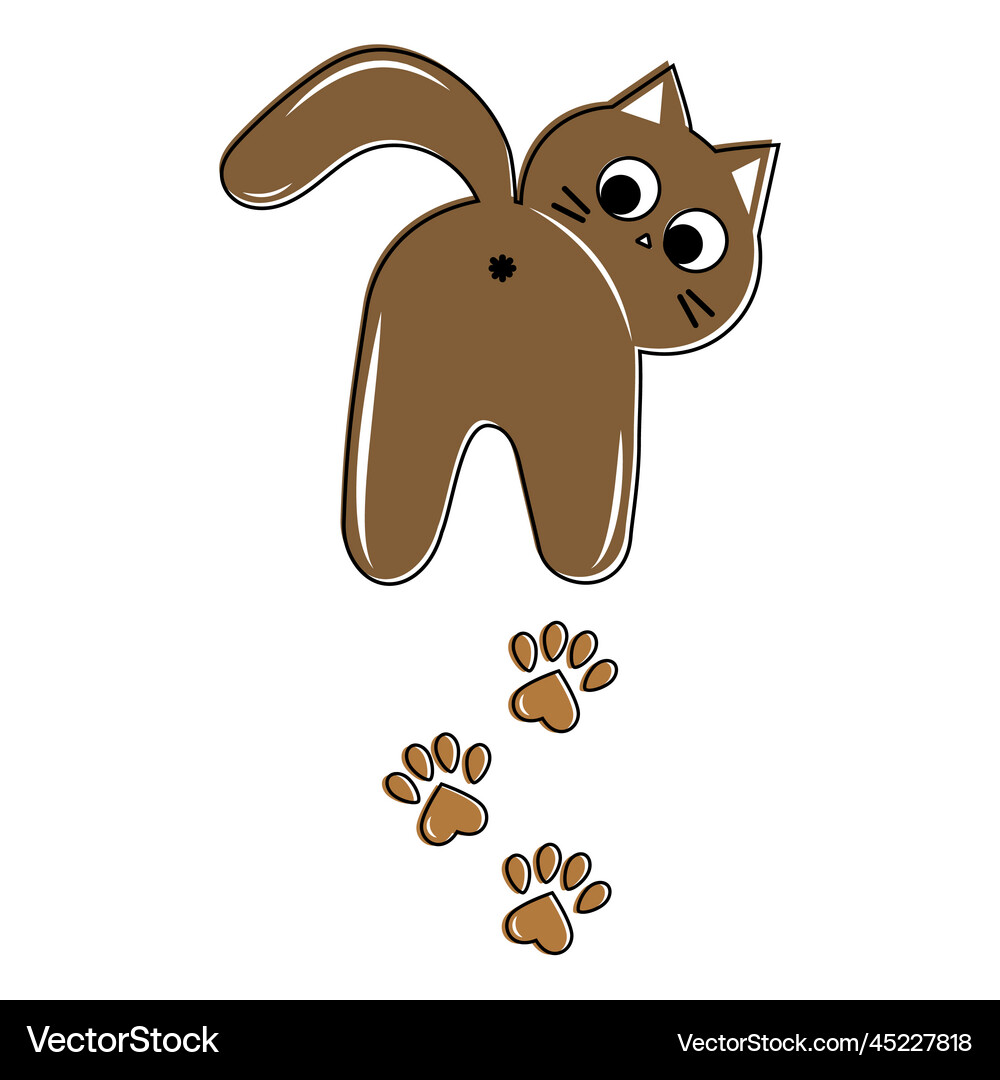 Cute cat left a paw print color Royalty Free Vector Image