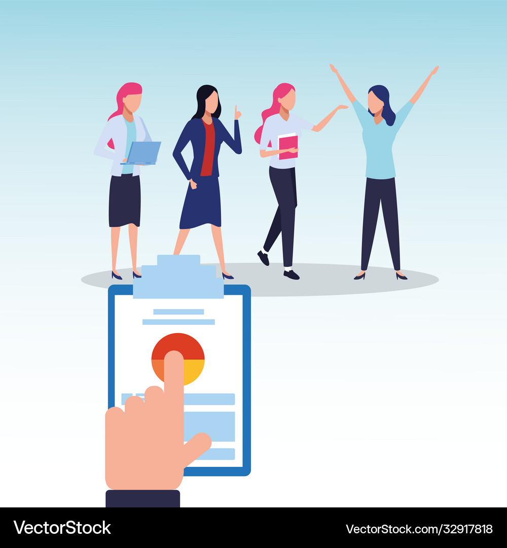 Group business women teamwork with checklist Vector Image
