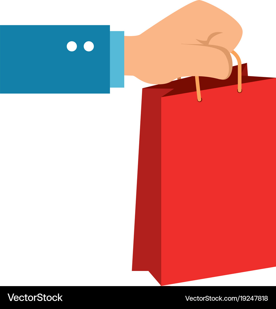 Hand with shopping bag isolated icon Royalty Free Vector