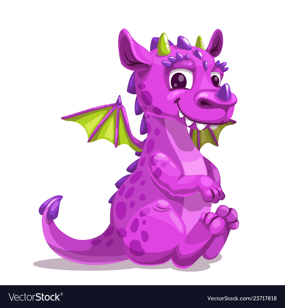Little cute cartoon purple badragon Royalty Free Vector Little cute cartoon purple badragon Royalty Free Vector