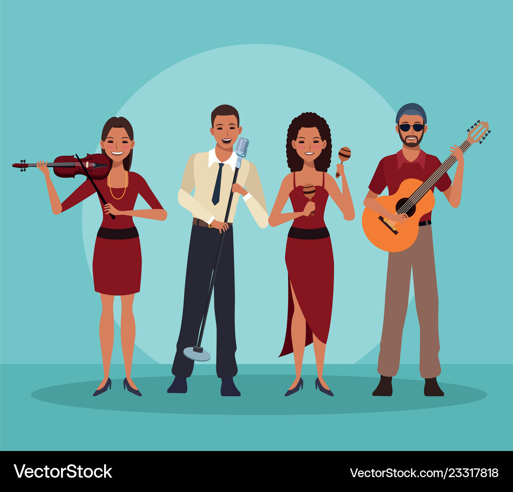 Music band cartoon Royalty Free Vector Image - VectorStock