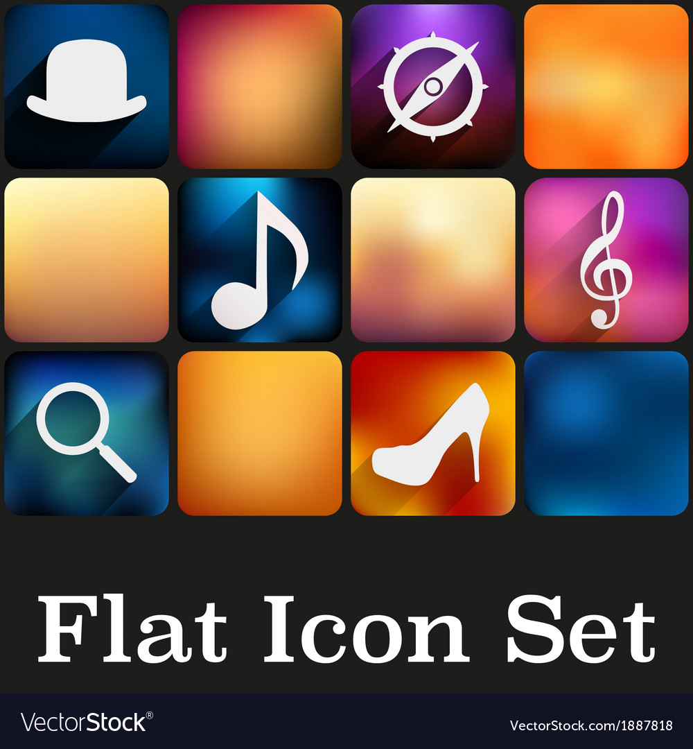 Simple flat icons with trendy colors Royalty Free Vector