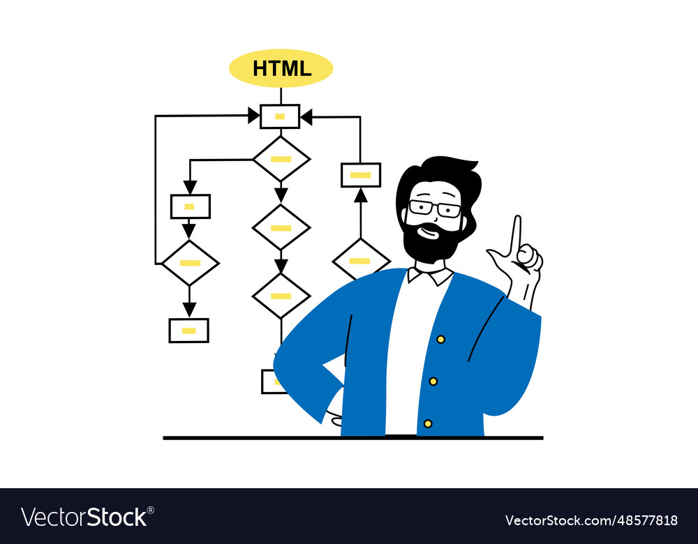 Web development concept with people scene in flat Vector Image