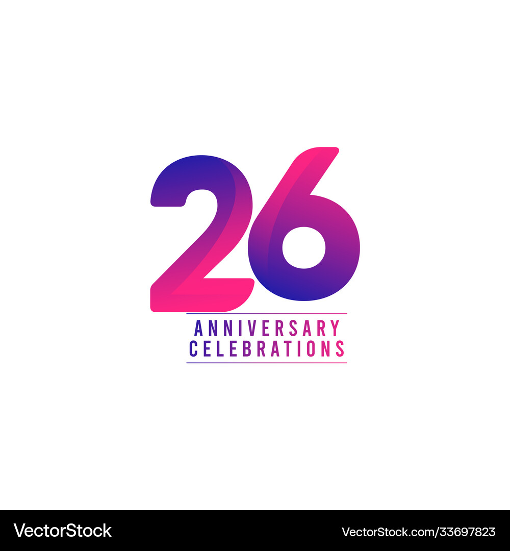 26 years anniversary celebrations template design Vector Image