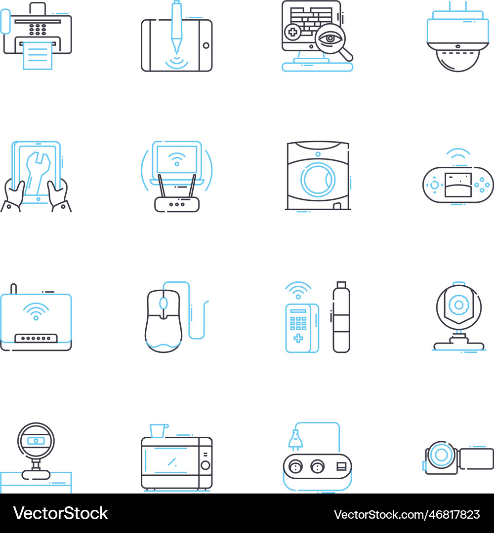 Appliance maintenance linear icons set cleaning Vector Image