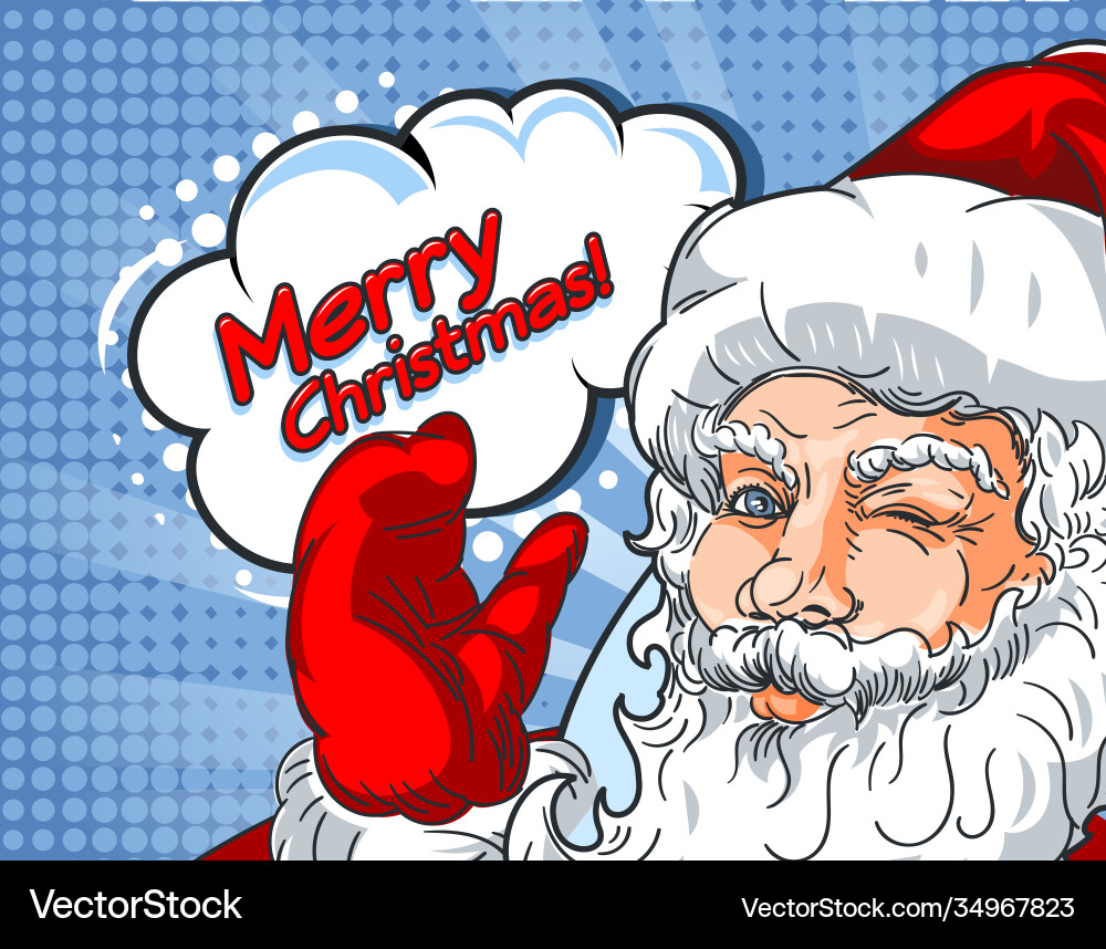 Blinking santa claus with hand up Royalty Free Vector Image