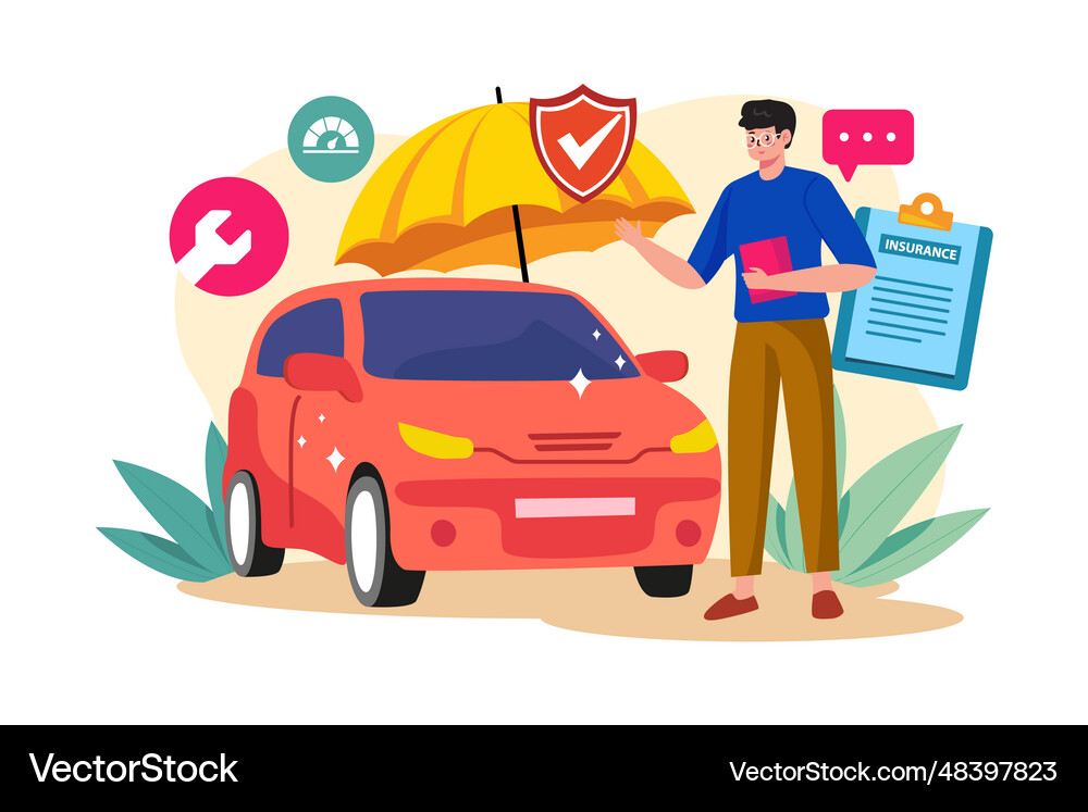 Car insurance concept on white background Vector Image