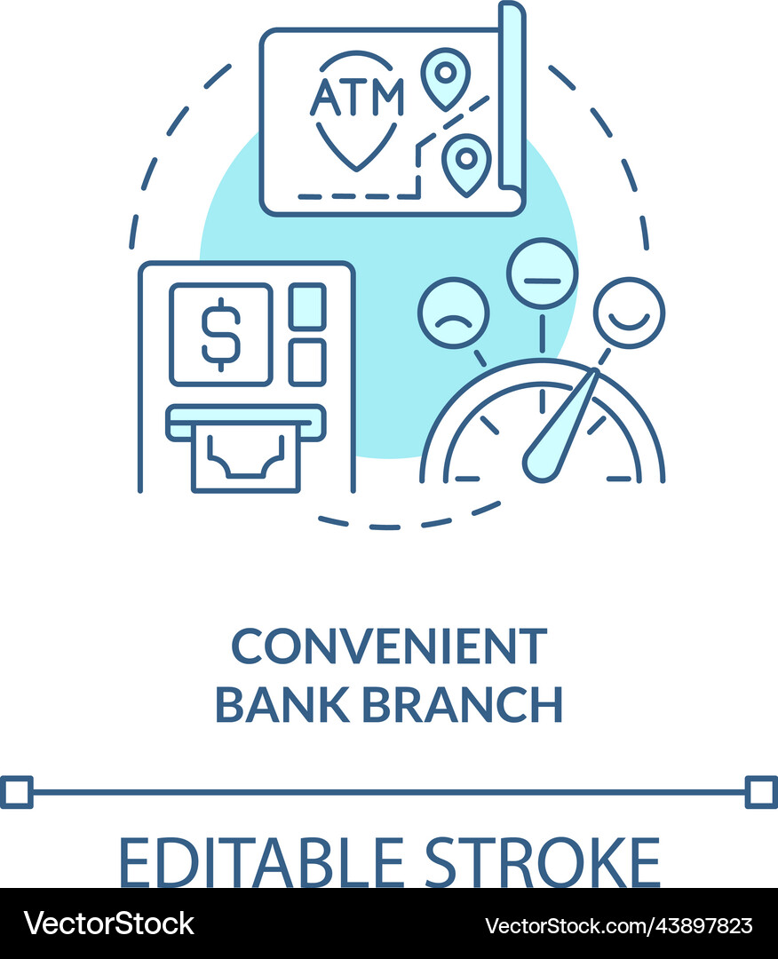 Convenient bank branch turquoise concept icon Vector Image