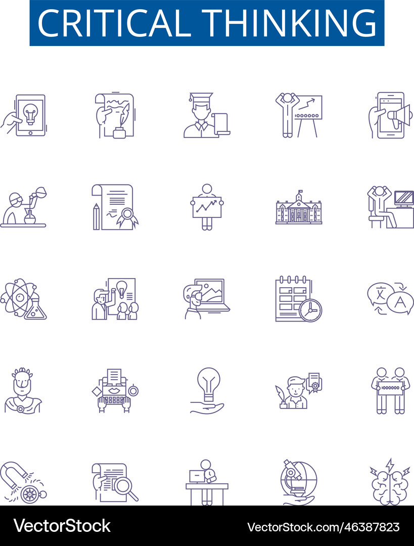Critical thinking line icons signs set design Vector Image