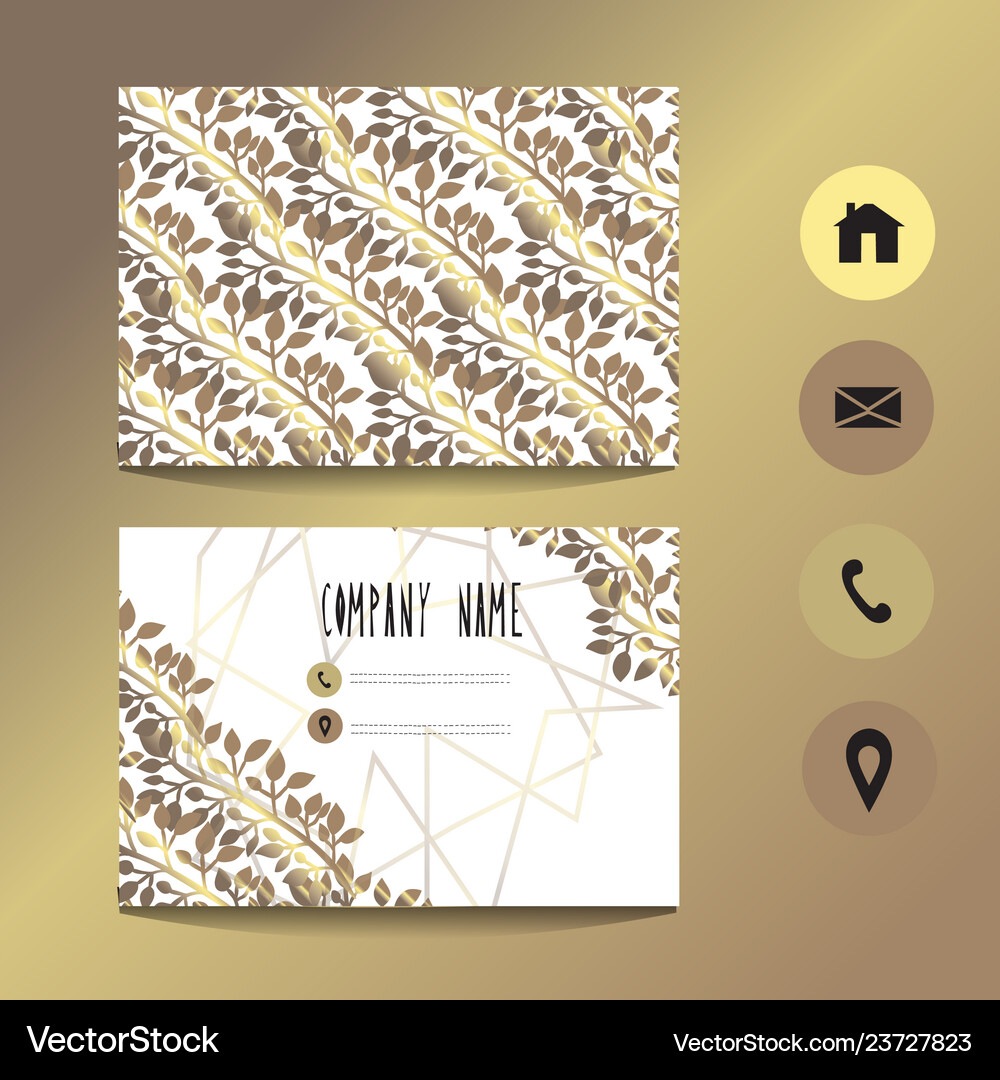 Golden business card template Royalty Free Vector Image