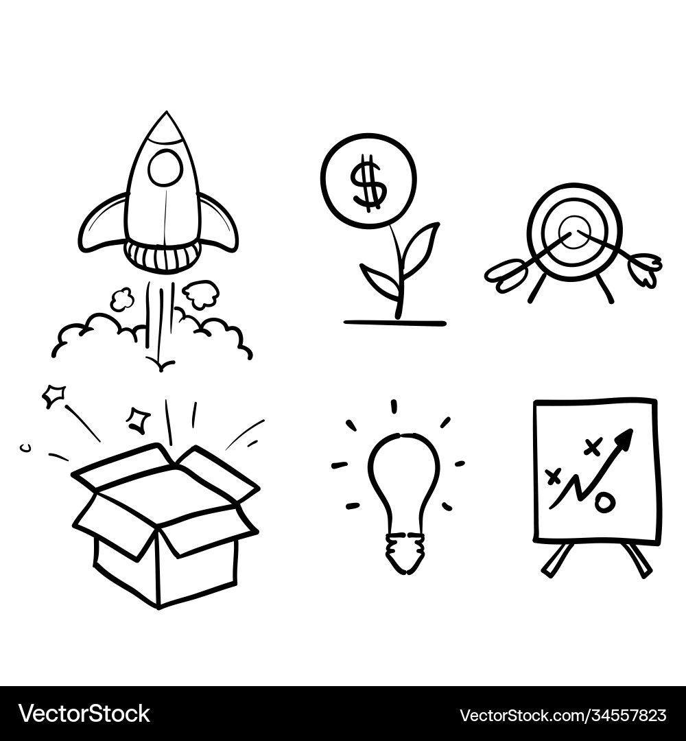 Hand drawn simple set startup related line Vector Image