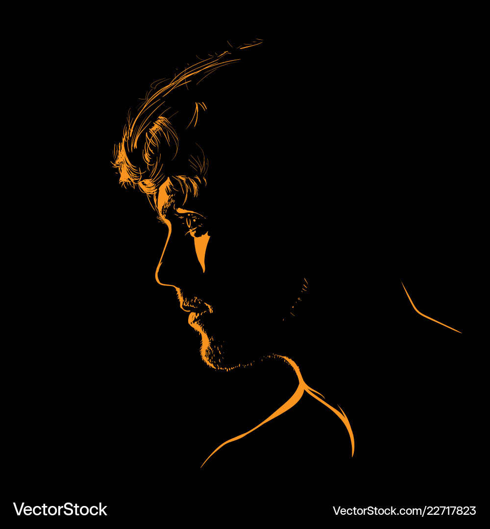 Man portrait silhouette in backlight avatar Vector Image