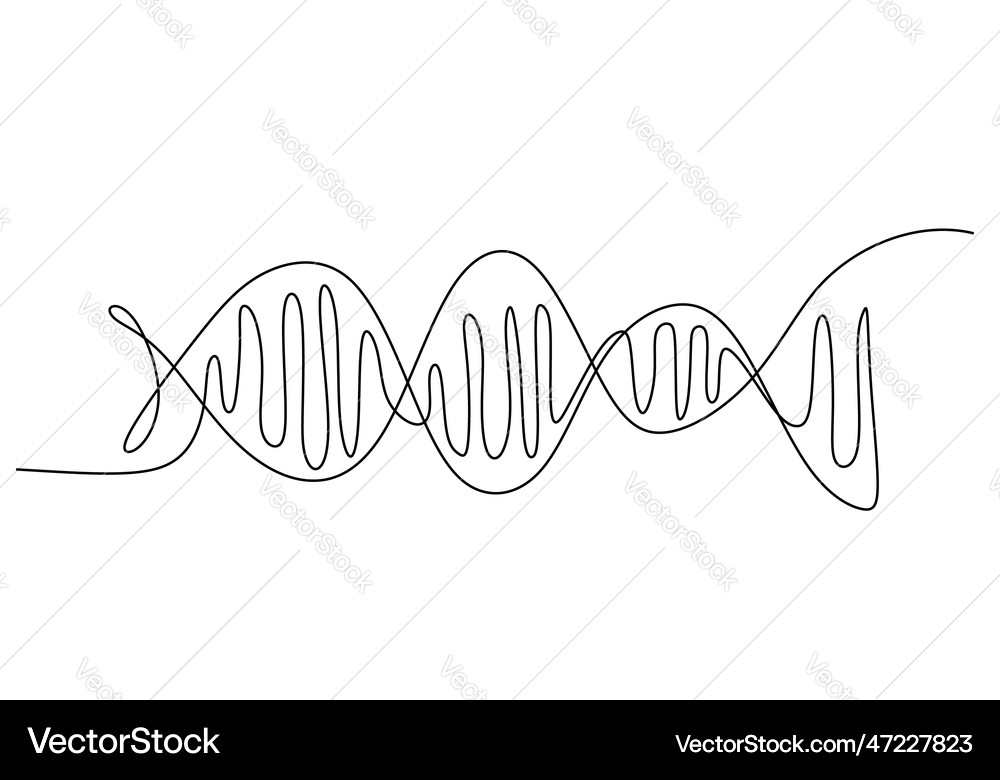 One continuous single line drawing of dna Vector Image