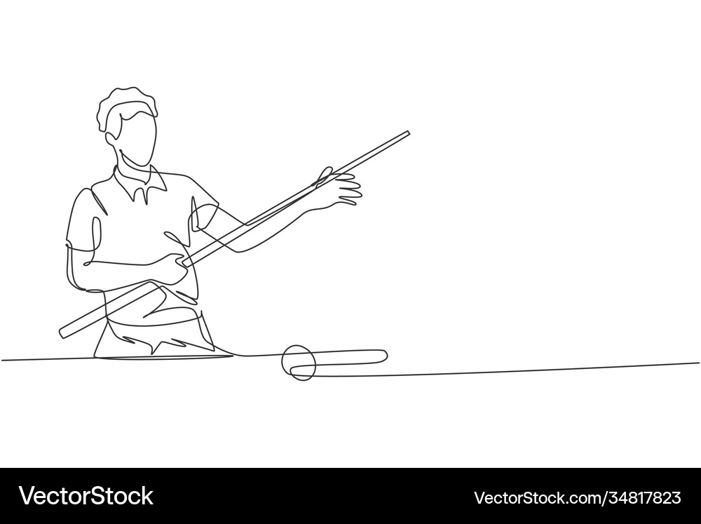 One single line drawing young handsome man Vector Image