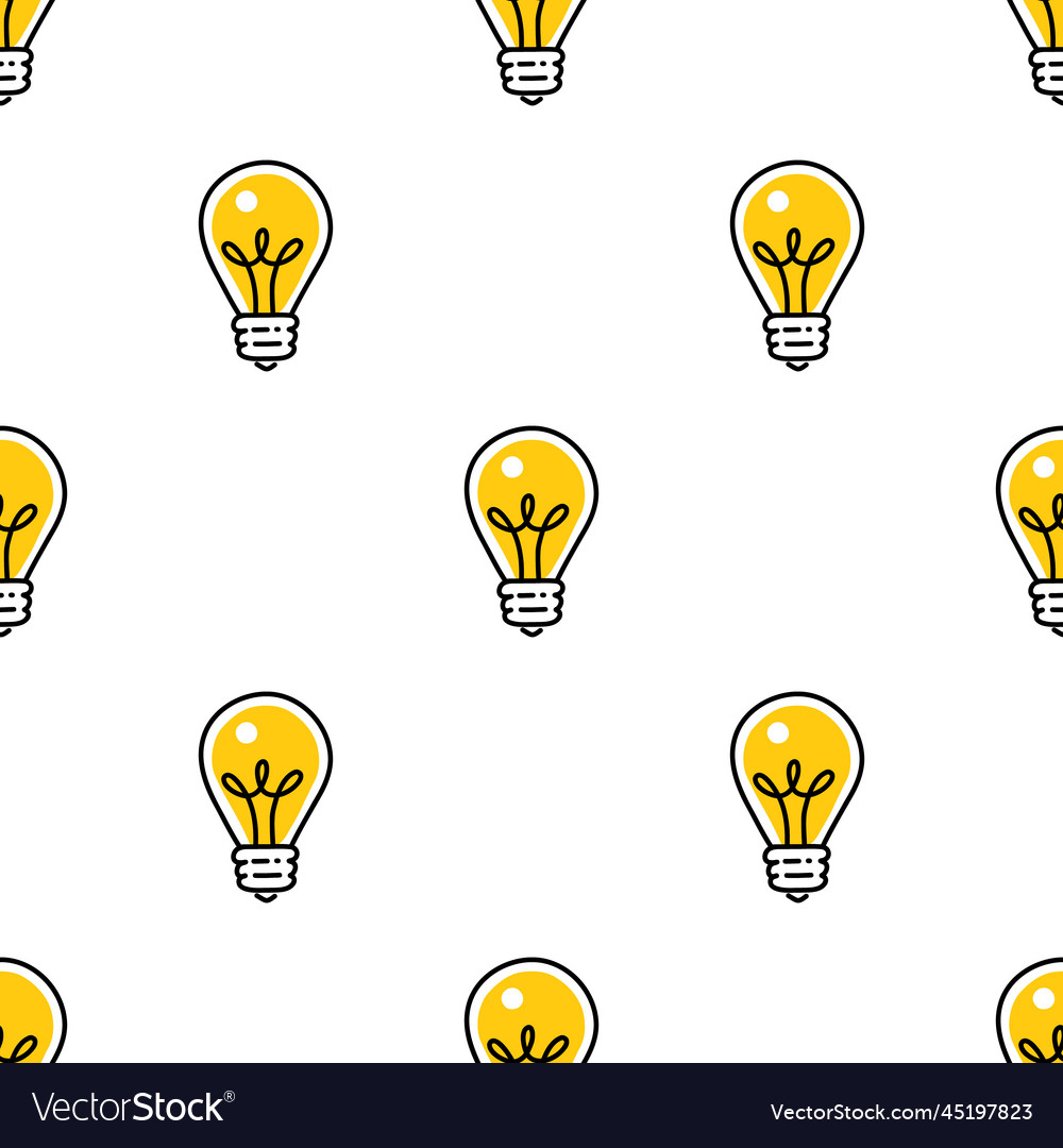 Seamless pattern with yellow light bulbs Vector Image