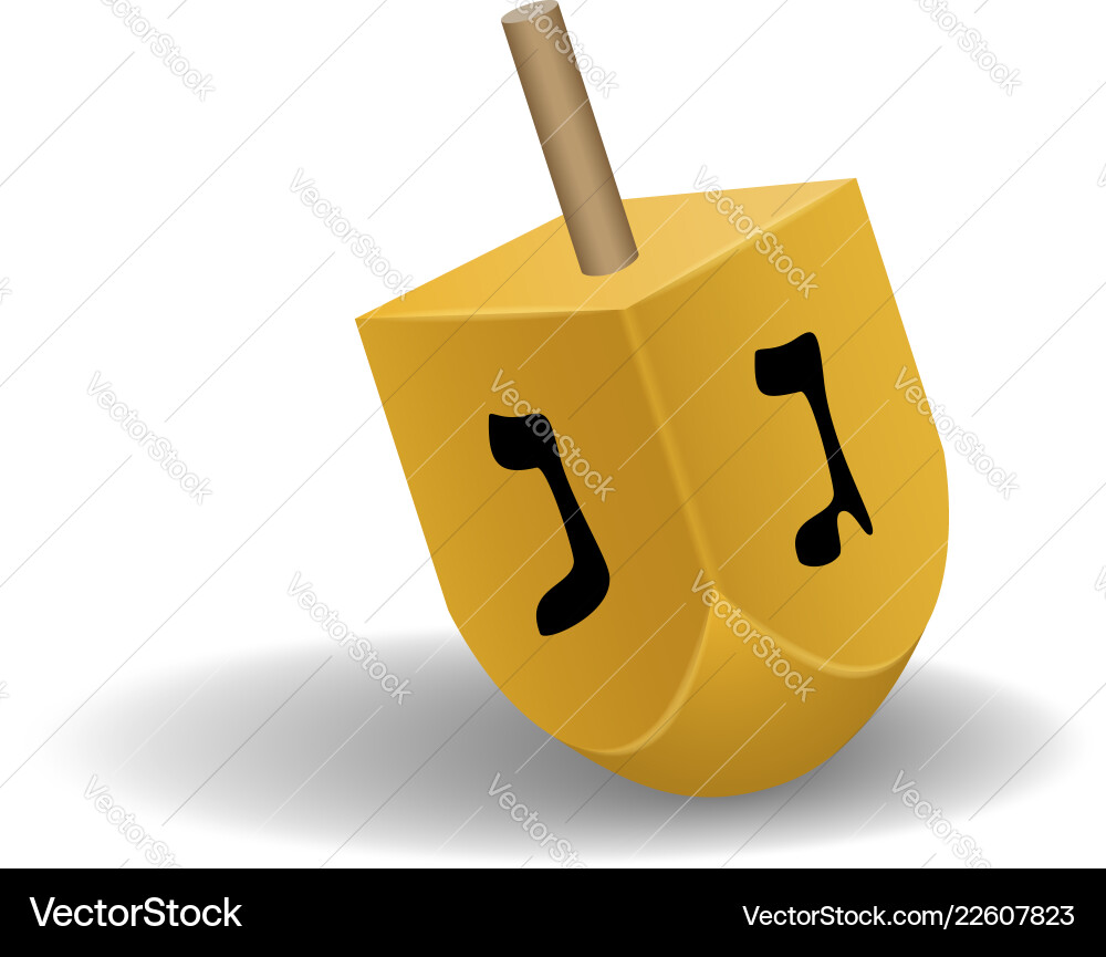 Yellow dreidel icon realistic style Royalty Free Vector