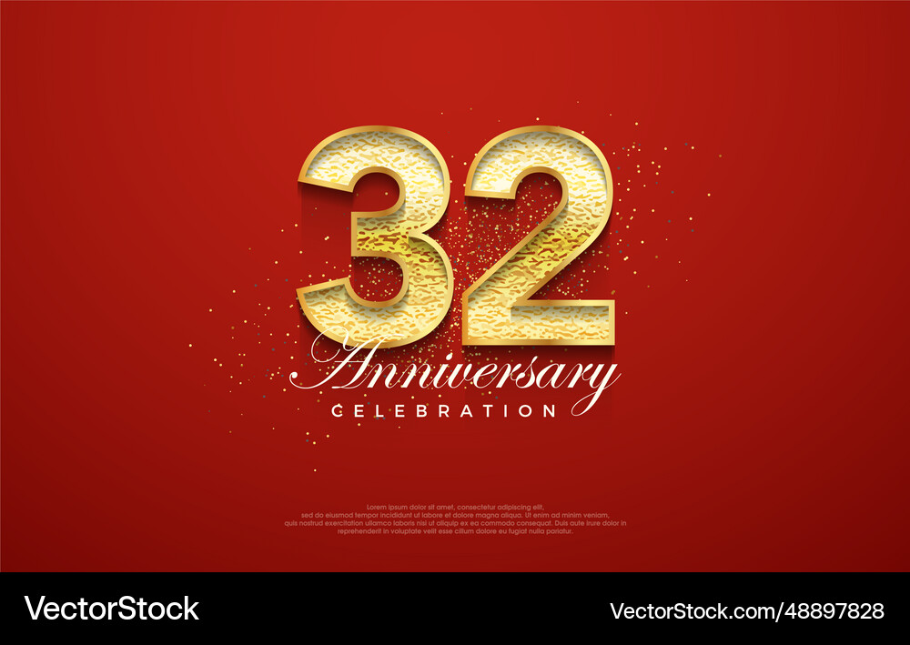32nd anniversary number for a birthday Royalty Free Vector