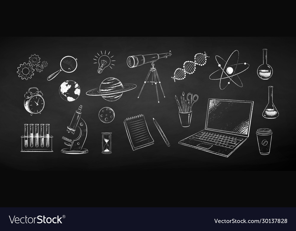 Chalk science objects Royalty Free Vector Image