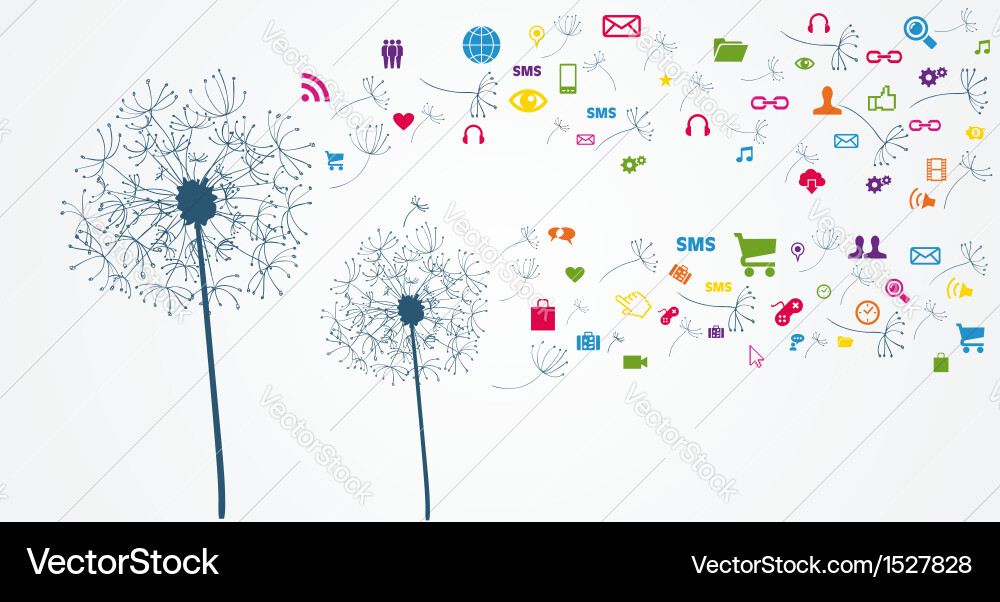 Colorful social network flower Royalty Free Vector Image