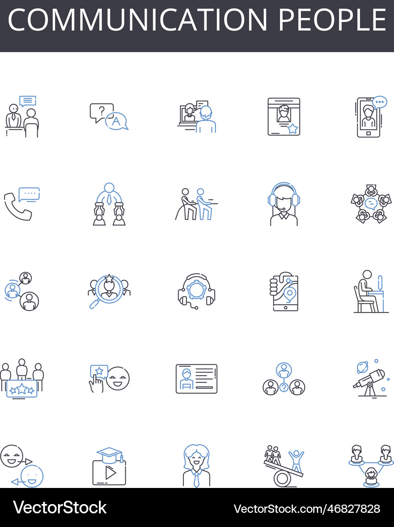 Communication people line icons collection Vector Image