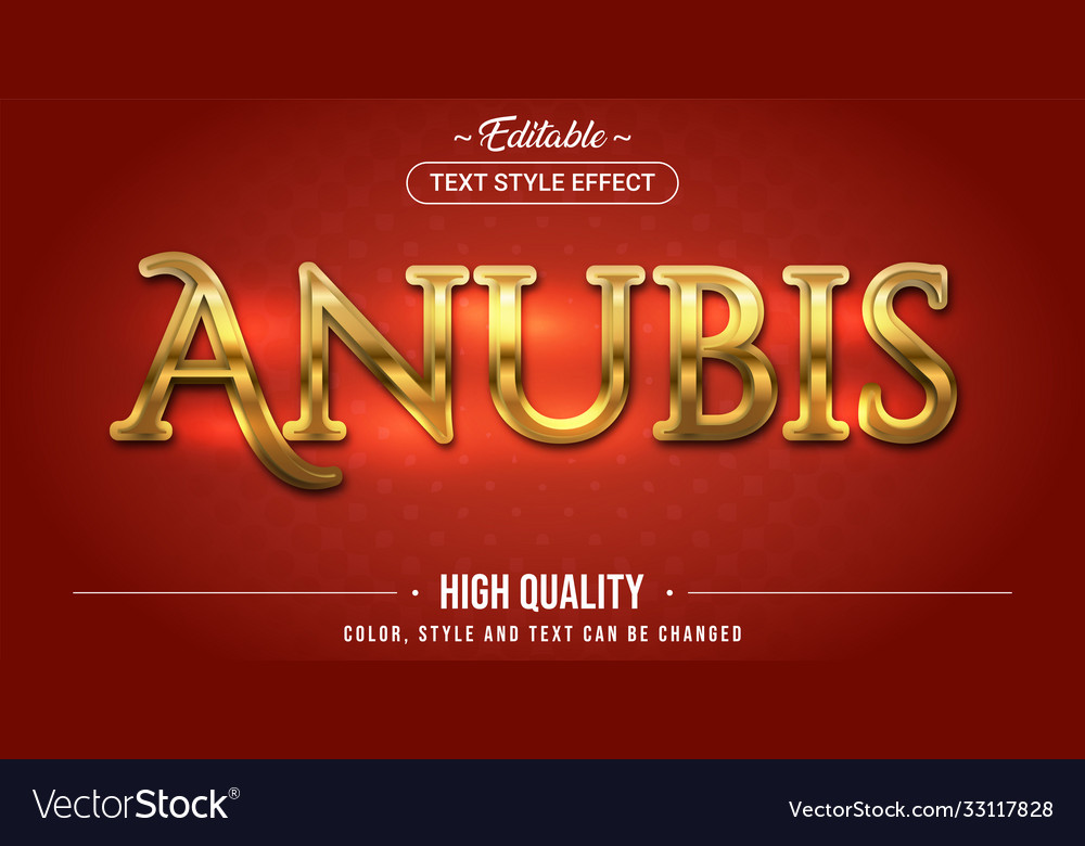 Editable text style effect - anubis theme Vector Image