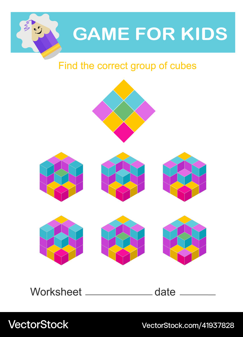Find the correct group of cubes Royalty Free Vector Image