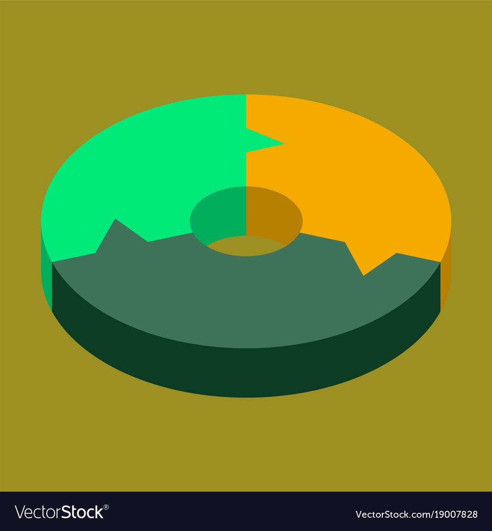 Flat icon on stylish background pie chart Vector Image