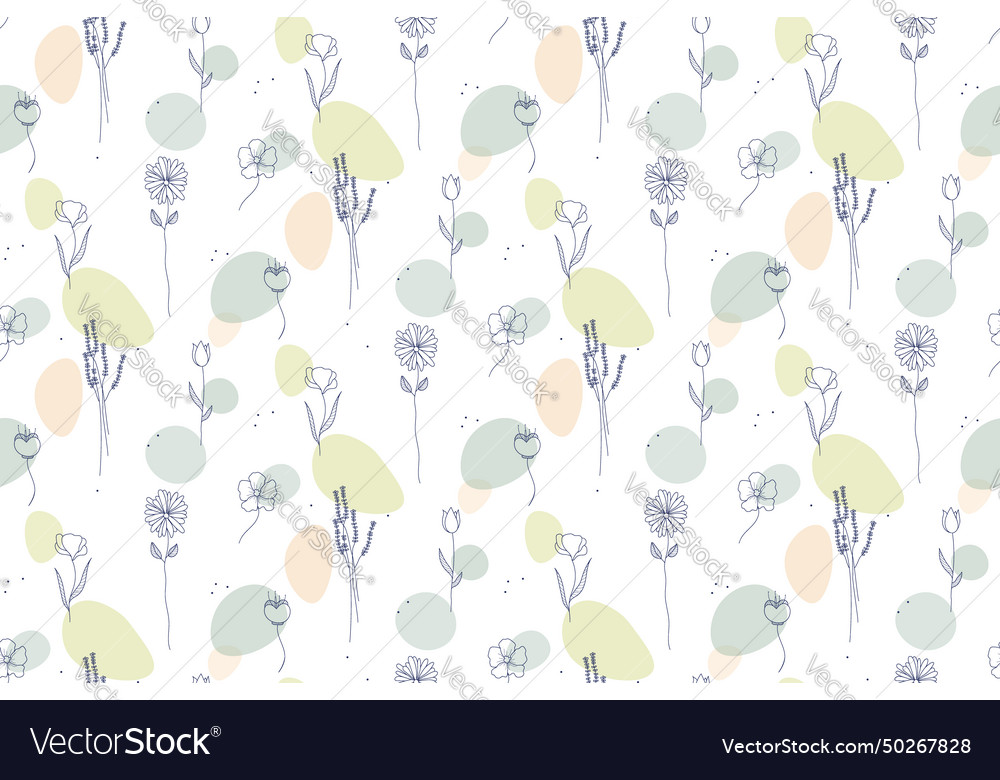 Floral seamless outlined pattern Royalty Free Vector Image