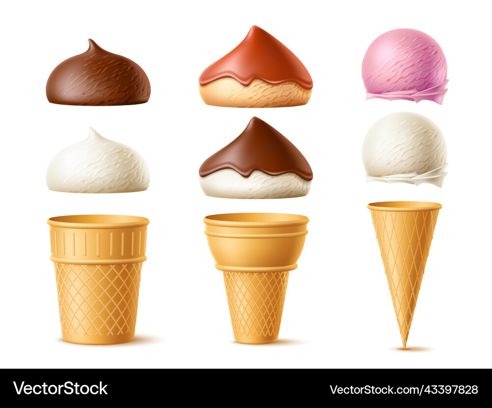 Realistic ice cream kit natural milk cold Vector Image
