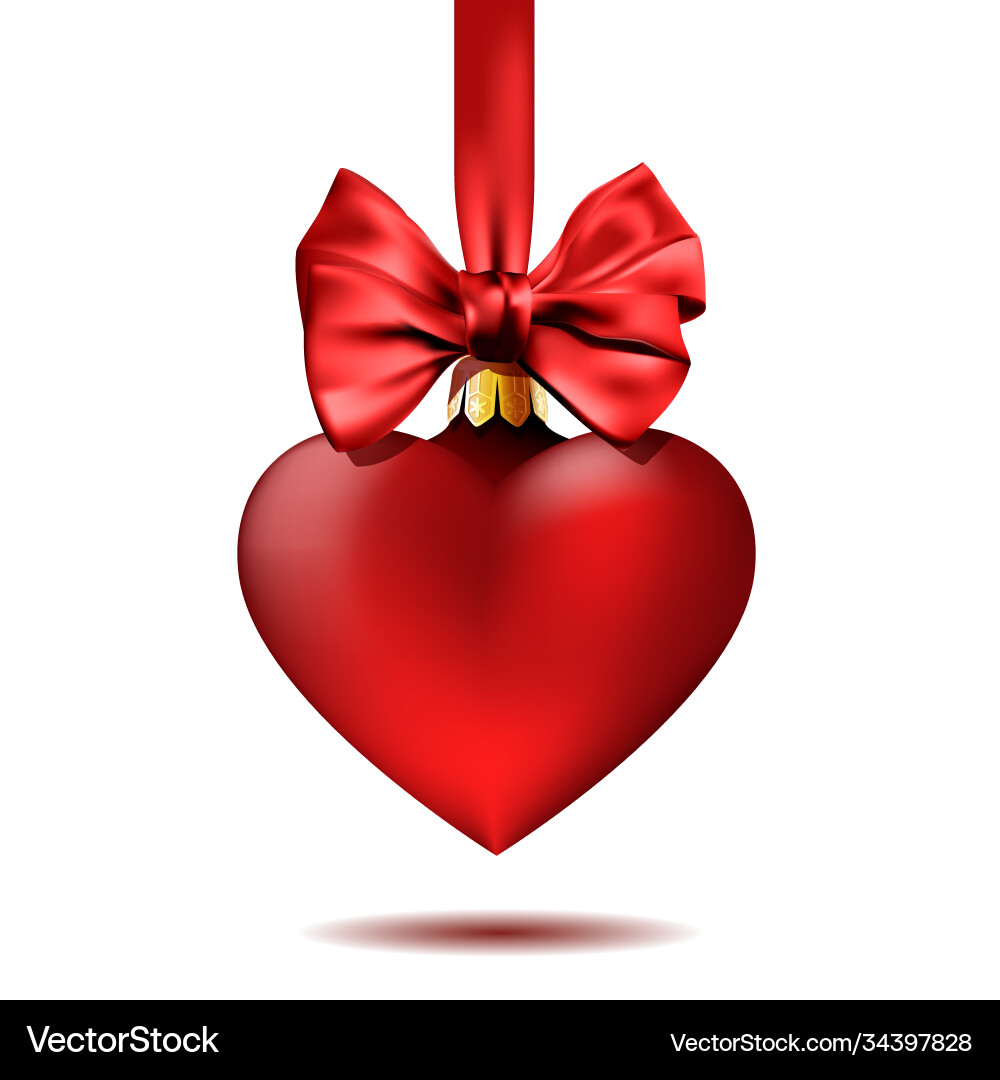 Red christmas decoration shape heart hanging Vector Image