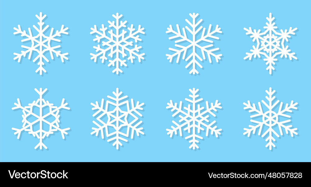 Snowflakes flat icon winter ice crystal set Vector Image