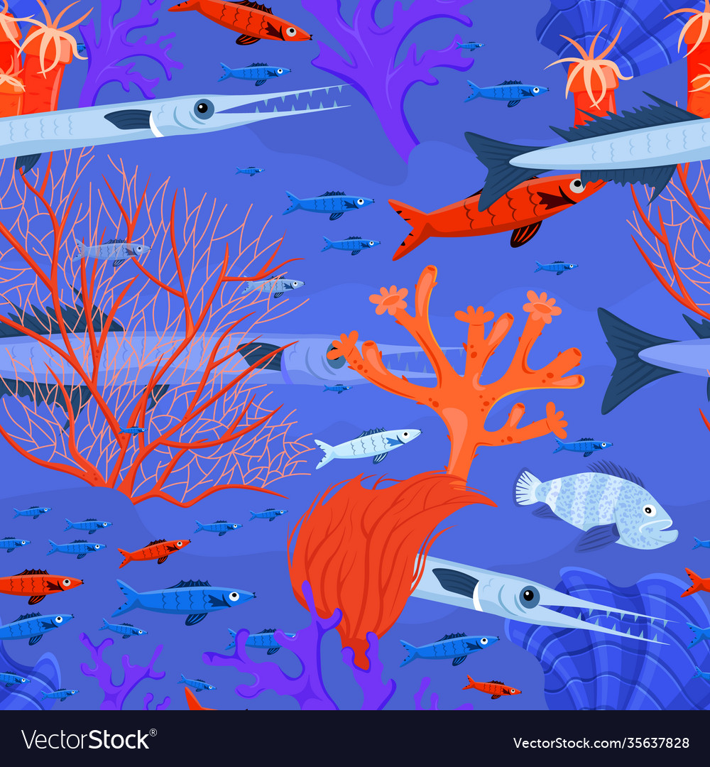 Undersea seamless pattern Royalty Free Vector Image