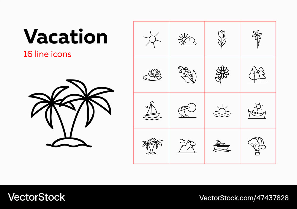 Vacation icons Royalty Free Vector Image - VectorStock
