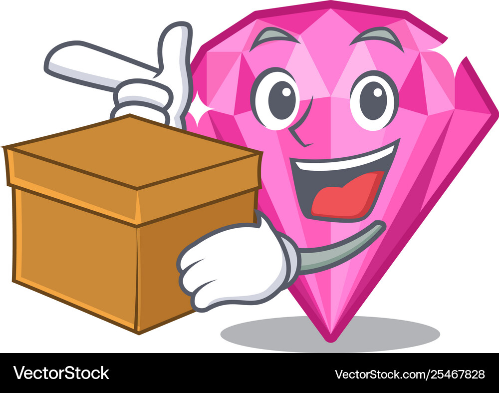 With box pink diamond isolated cartoon Royalty Free Vector