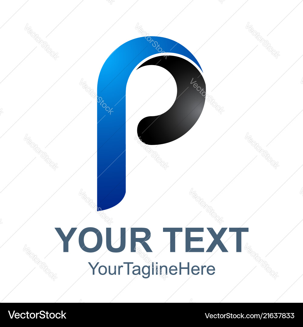 Abstract p letter technology logo power p p Vector Image