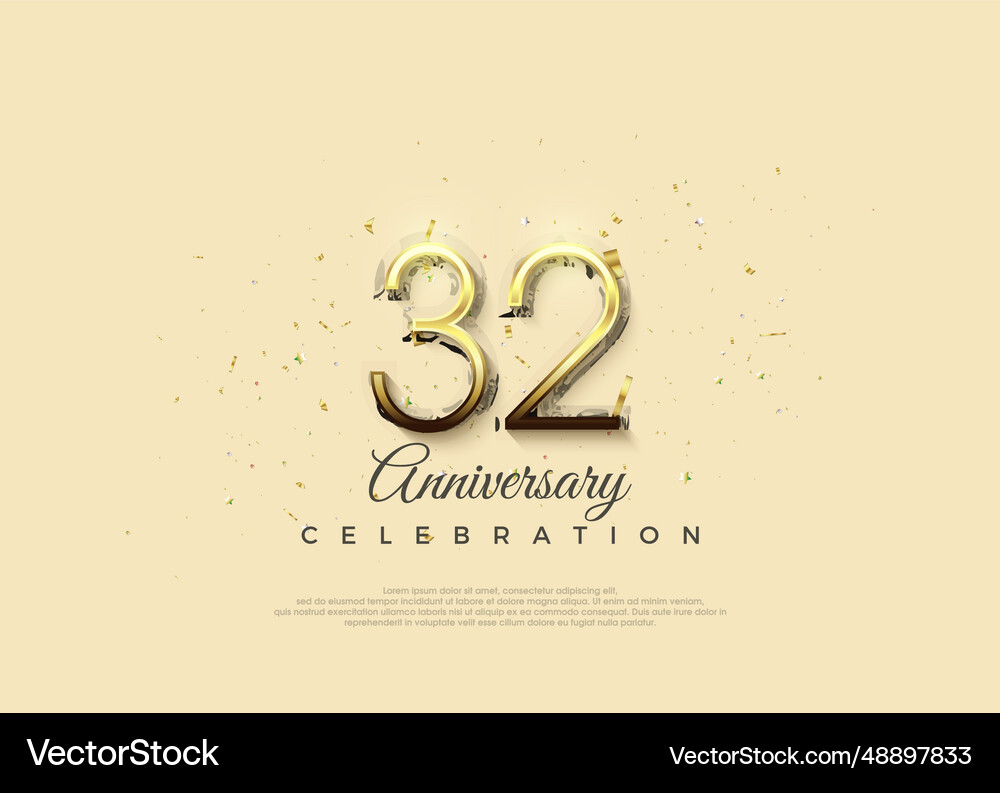 Anniversary number with 32nd digits in luxurious Vector Image