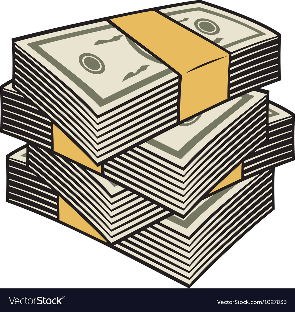 Big stack money Royalty Free Vector Image - VectorStock