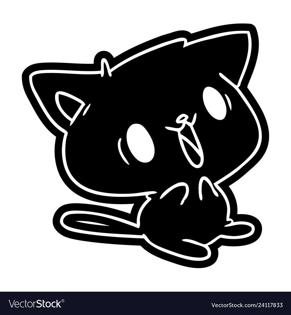 Cartoon icon of cute kawaii cat Royalty Free Vector Image