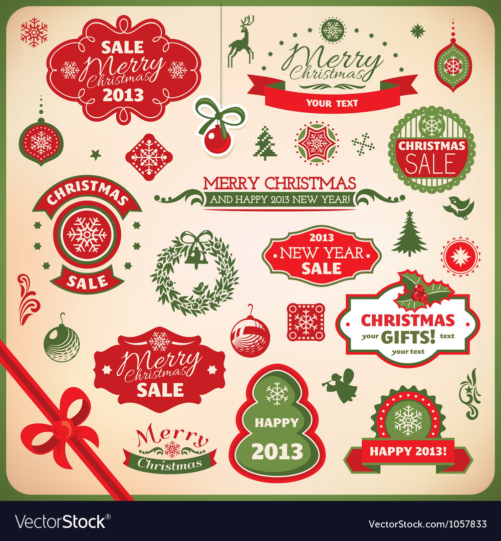 Collection of christmas elements Royalty Free Vector Image
