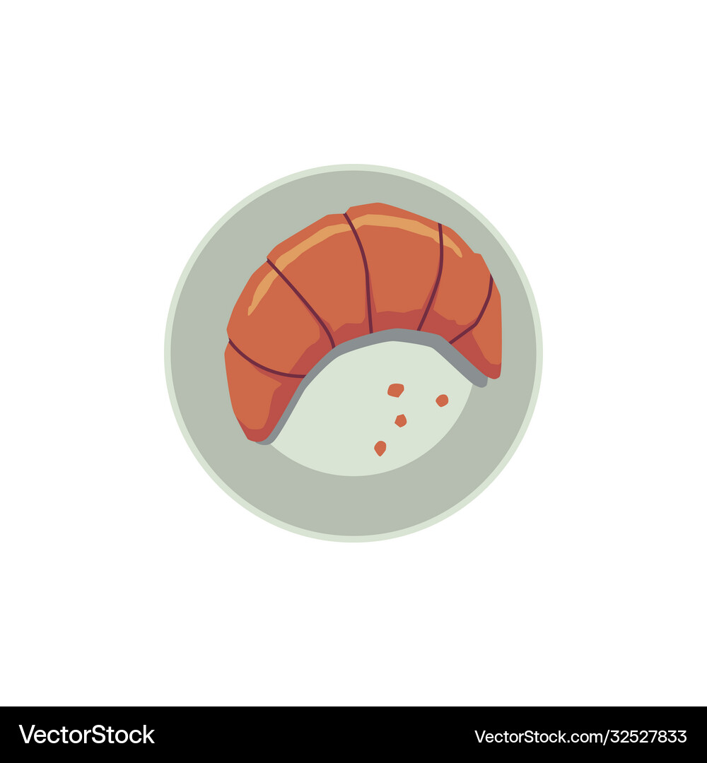 Crispy croissant on plate flat cartoon Royalty Free Vector