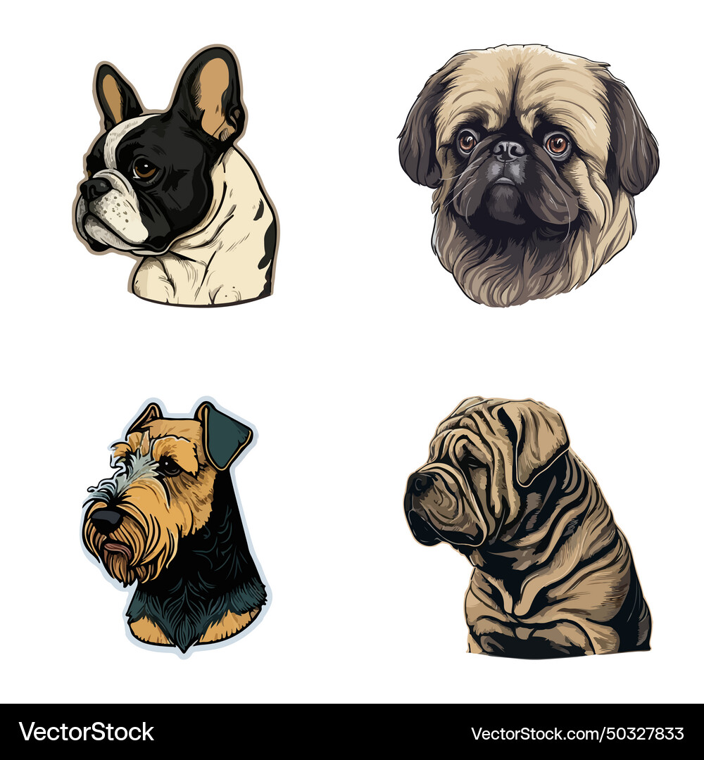 Dog stickers flat icon set isolated on white Vector Image