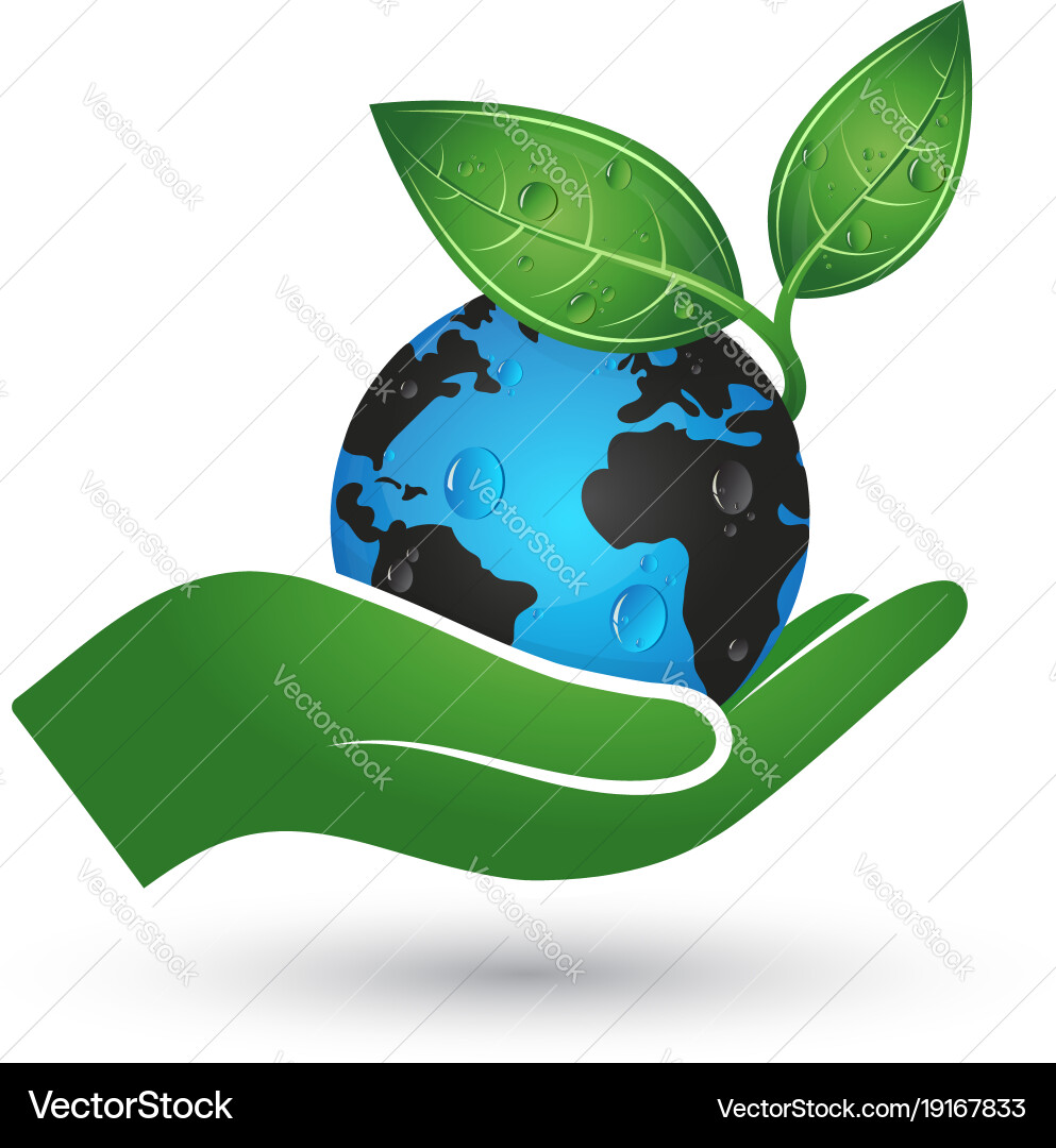 Earth in hand symbol ecology Royalty Free Vector Image