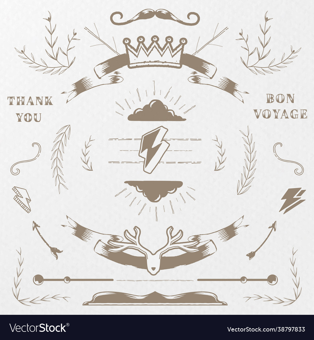 Hand drawn design elements set Royalty Free Vector Image