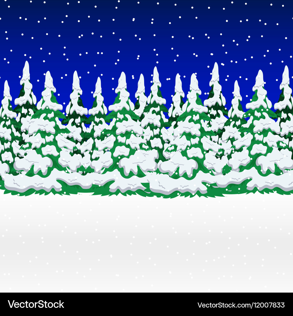 Snowy winter forest christmas landscape Royalty Free Vector
