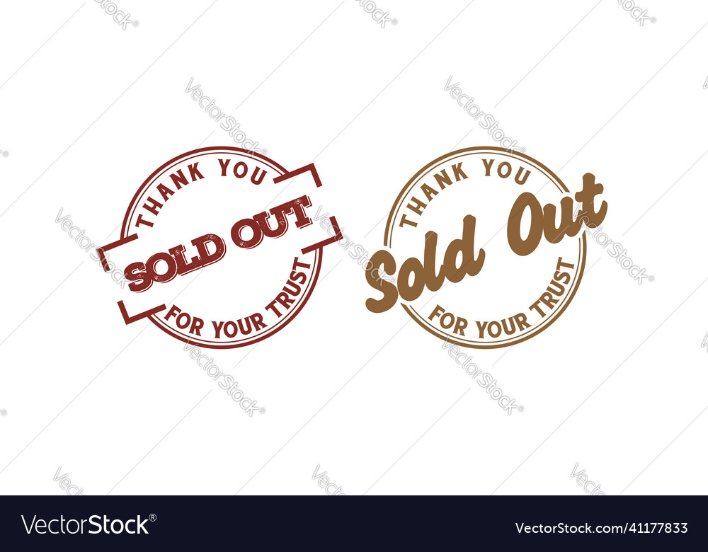 Sold out stamp badge emblem logo for done deal Vector Image