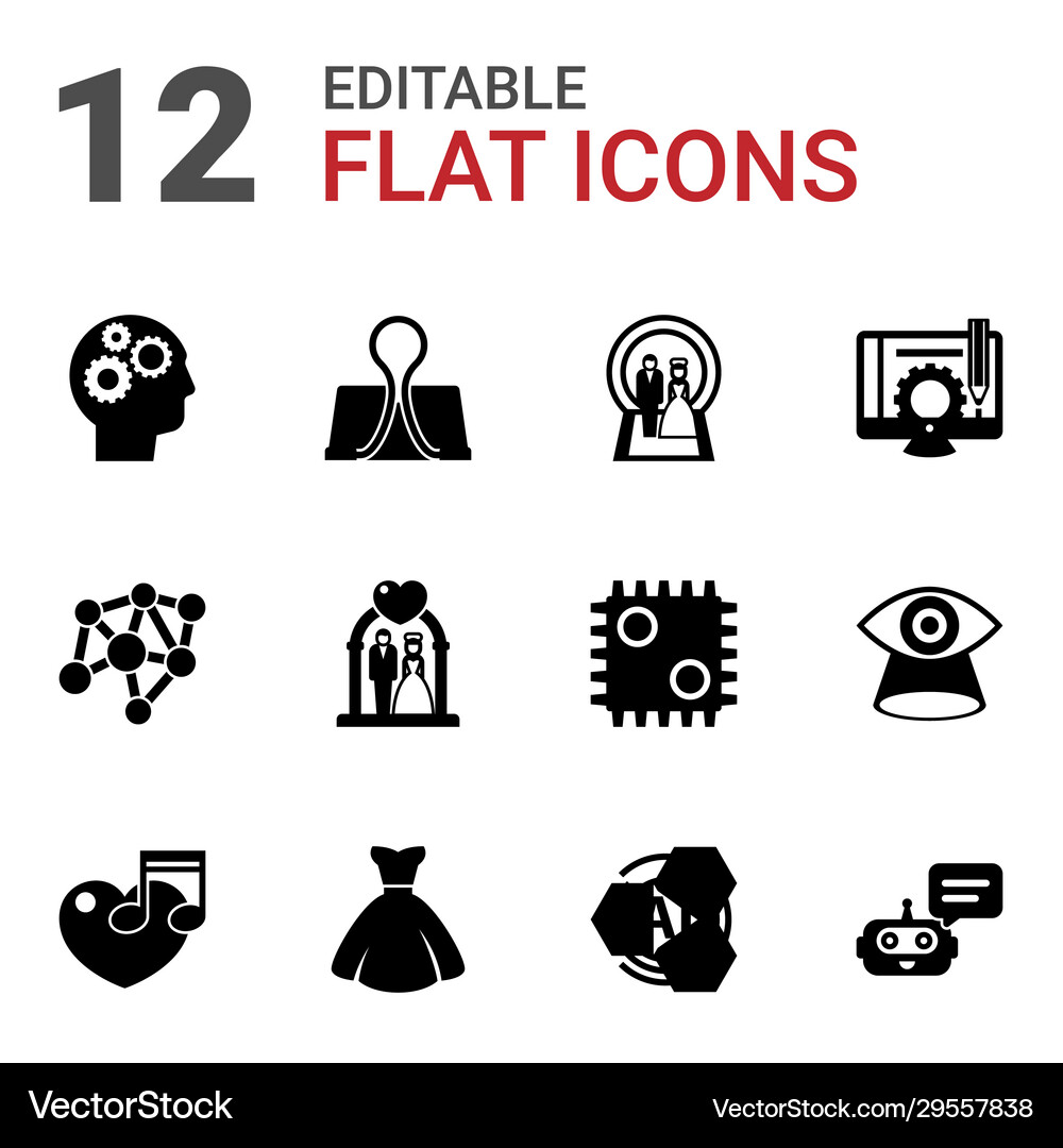 12 background filled icons set isolated on white Vector Image